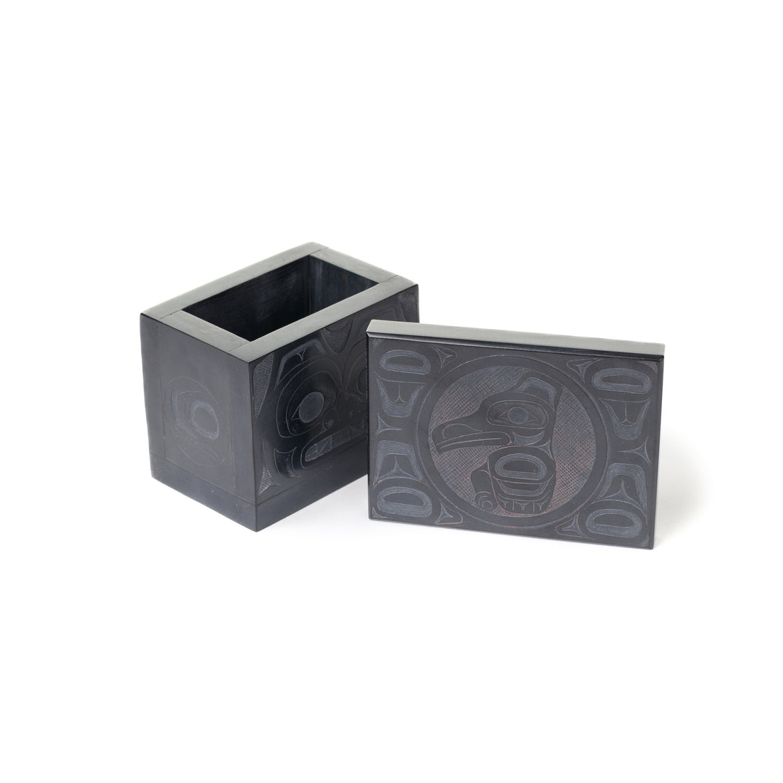 Raven, Bear, and Salmon - Argillite Box – Lattimer Gallery