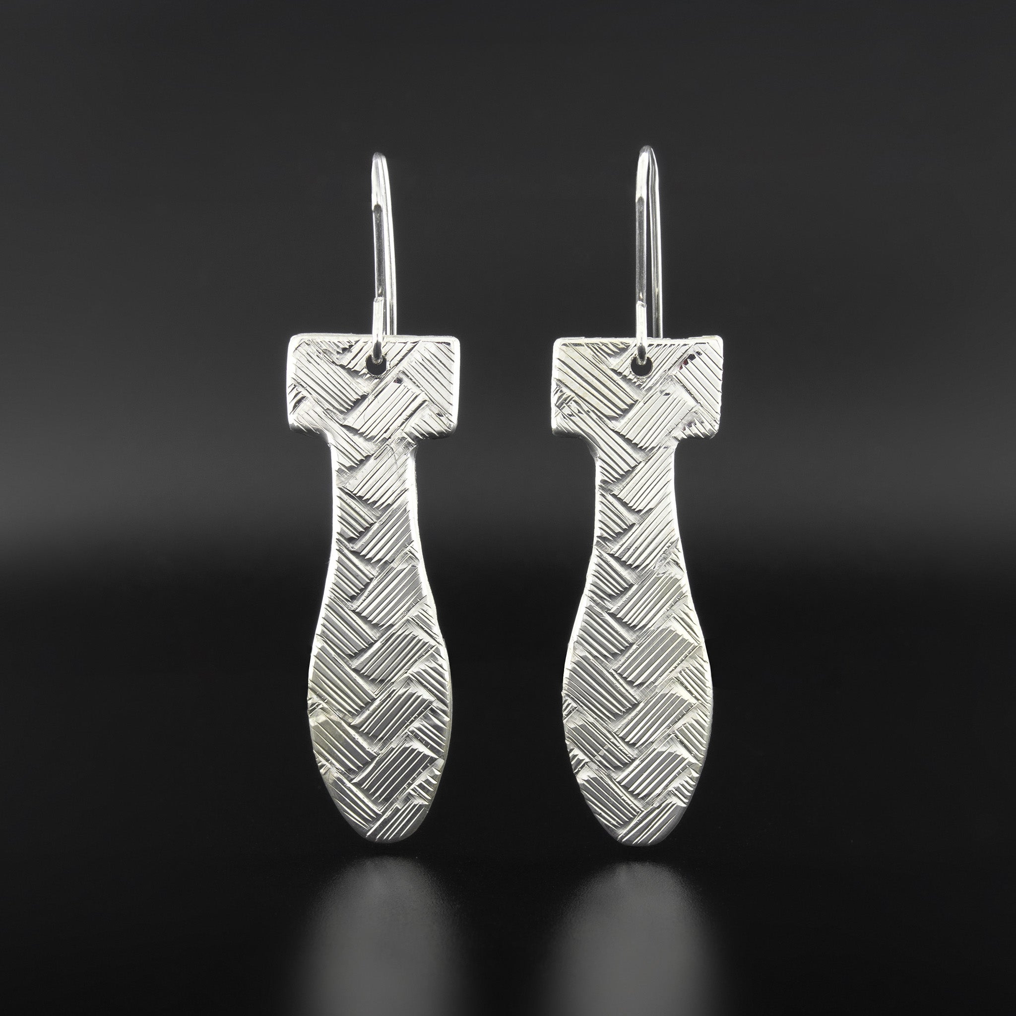 Weaving - Silver Paddle Earrings – Lattimer Gallery