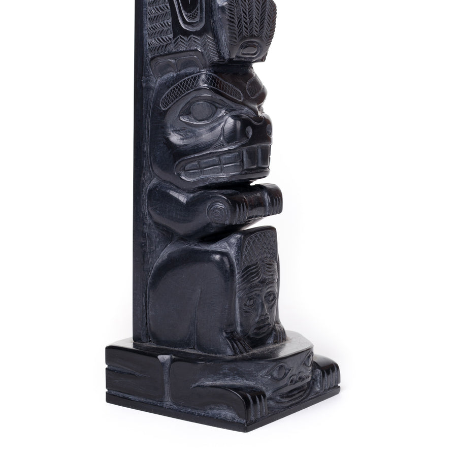 Eagle, Raven, Beaver, and Frog - Argillite Model Pole – Lattimer Gallery