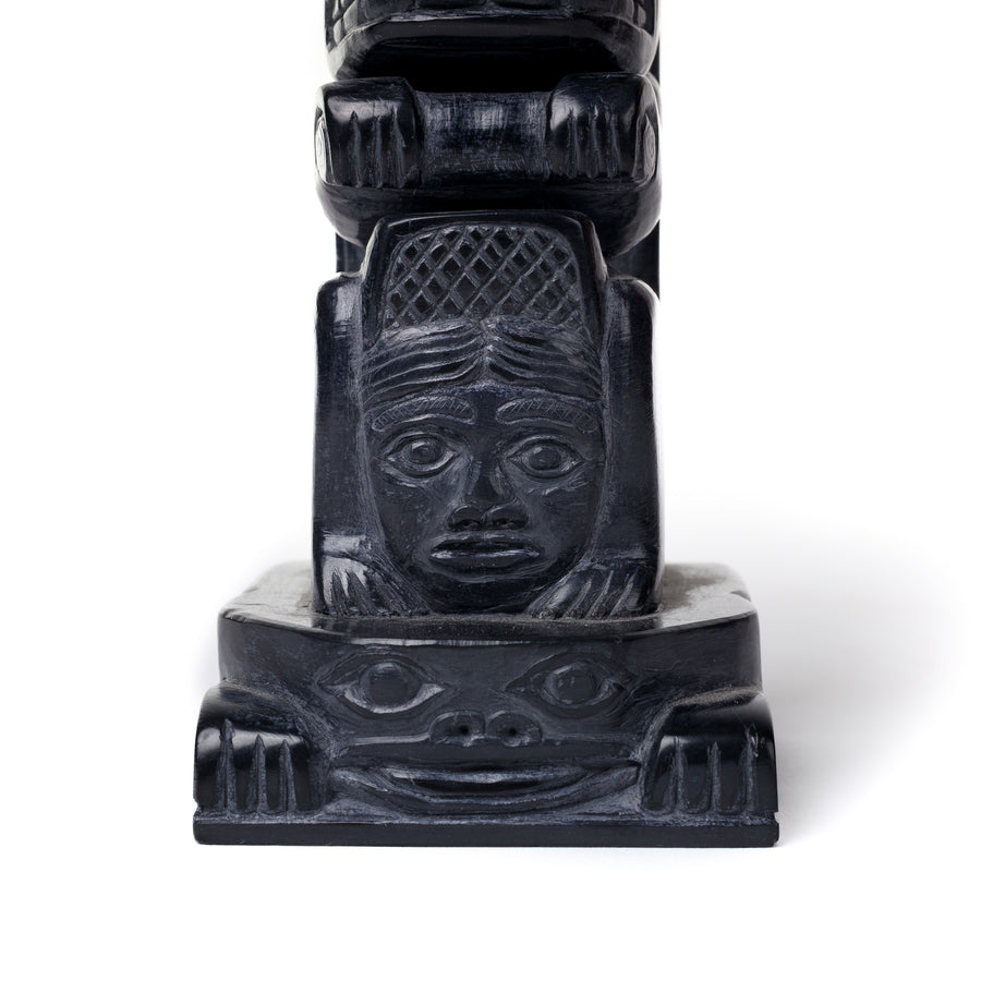 Eagle, Raven, Beaver, and Frog - Argillite Model Pole – Lattimer Gallery