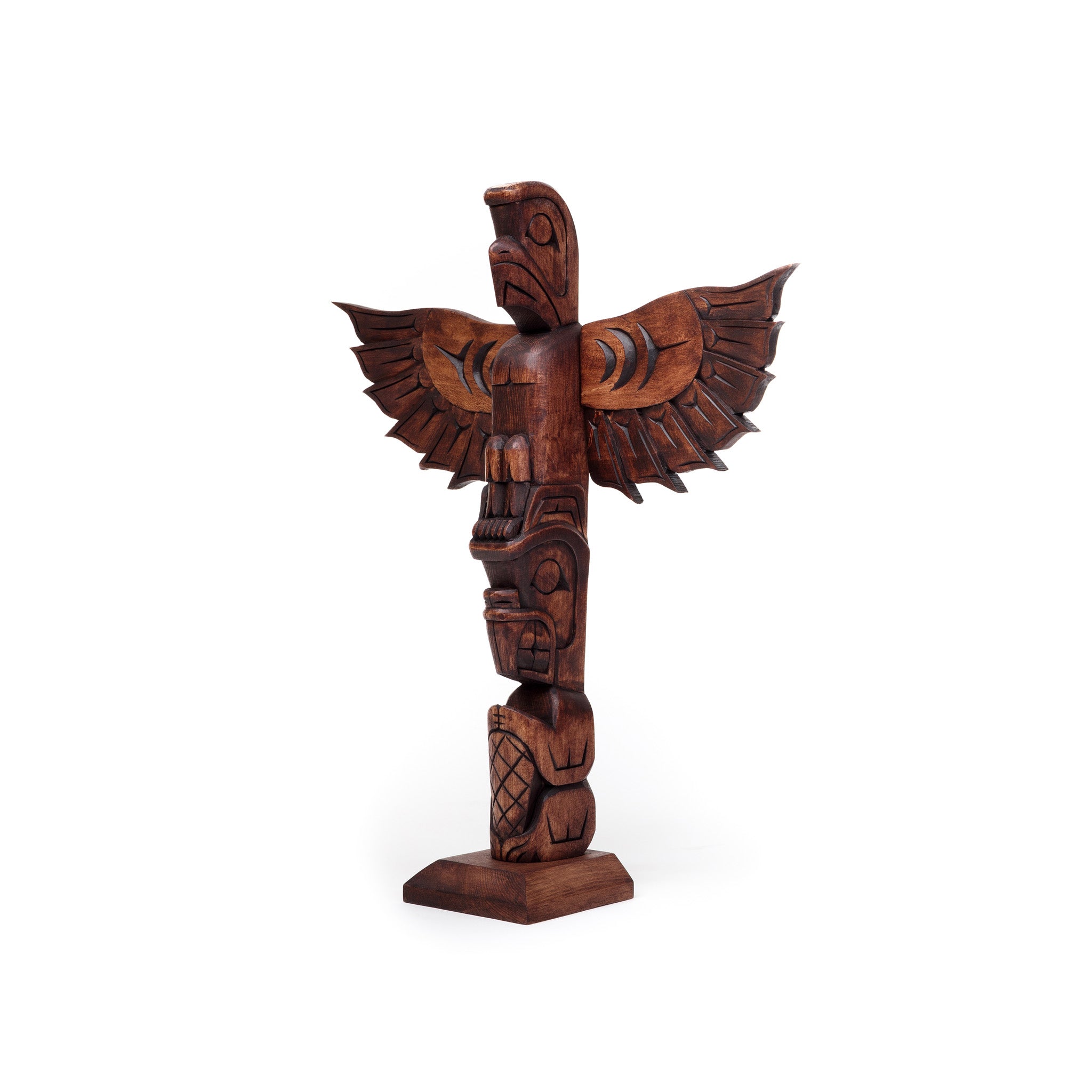 Eagle and Beaver - Yellow Cedar Model Pole – Lattimer Gallery
