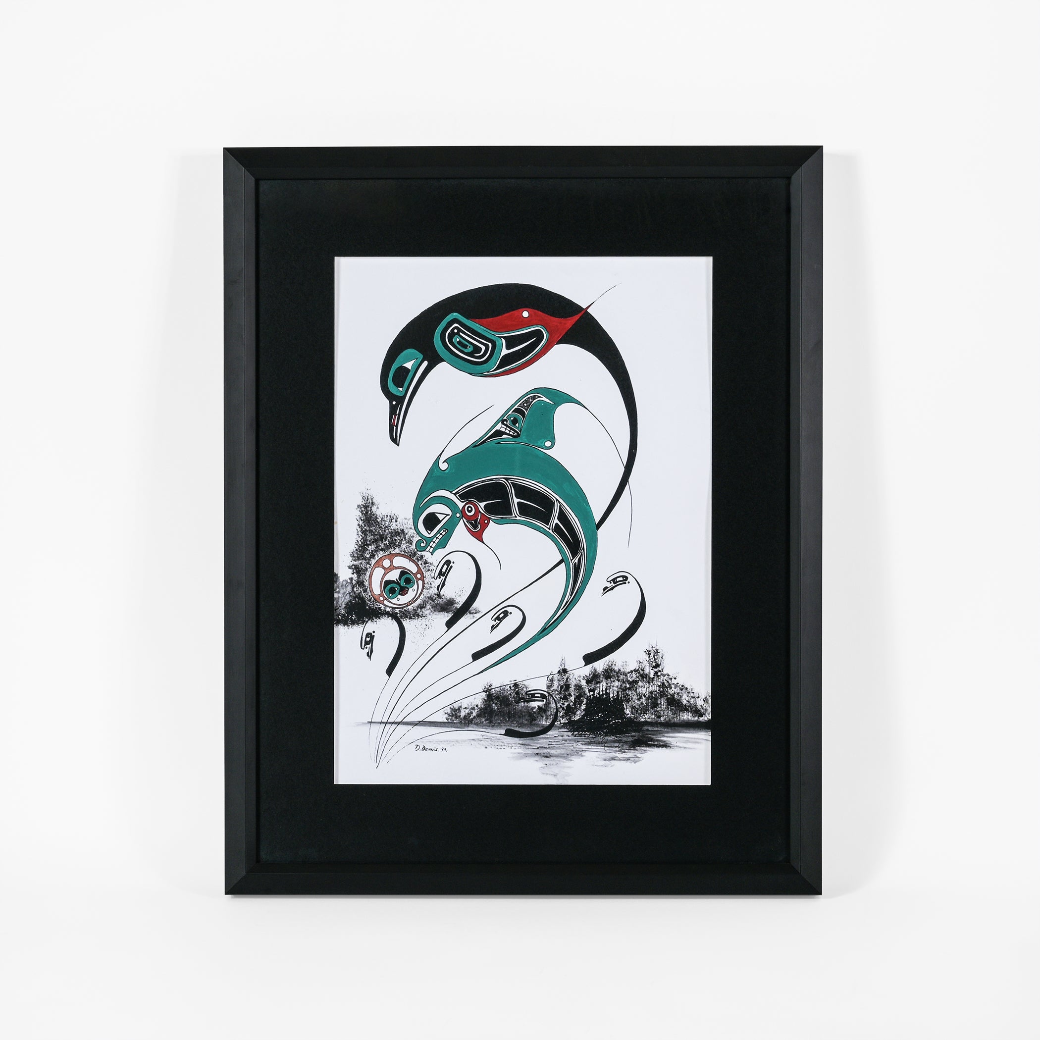 Raven, Orca, Moon - Mixed Media on Paper – Lattimer Gallery